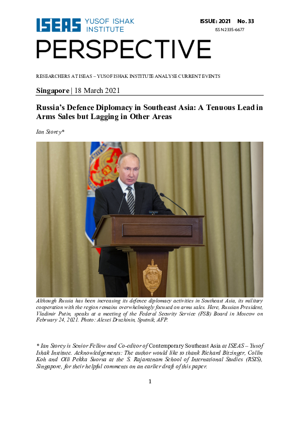 (PDF) Russia's Defence Diplomacy in Southeast Asia: A Tenuous Lead in ...