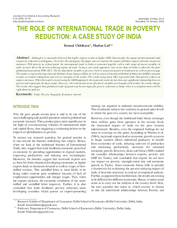 (PDF) THE ROLE OF INTERNATIONAL TRADE IN POVERTY REDUCTION: A CASE ...