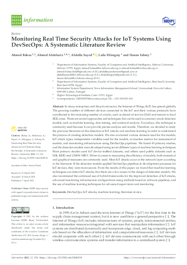 (PDF) information Monitoring Real Time Security Attacks for IoT Systems Using DevSecOps: A ...