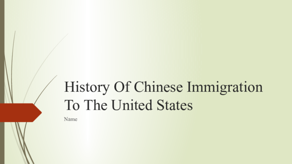(PPT) History Of Chinese Immigration To The United States