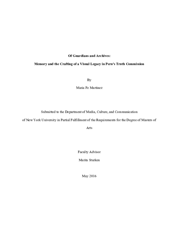 (PDF) Of Guardians and Archives: Memory and the Crafting of a Visual ...