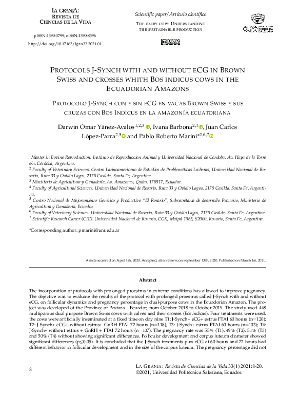 (PDF) PROTOCOLS J-SYNCH WITH AND WITHOUT ECG IN BROWN SWISS AND CROSSES WHITH BOS INDICUS COWS ...