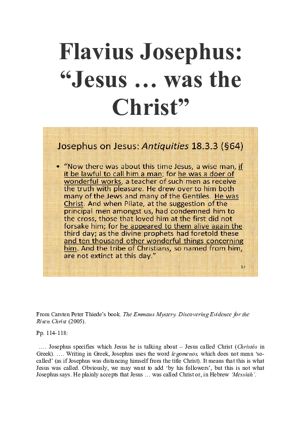 (DOC) Flavius Josephus: "Jesus ... was the Christ"