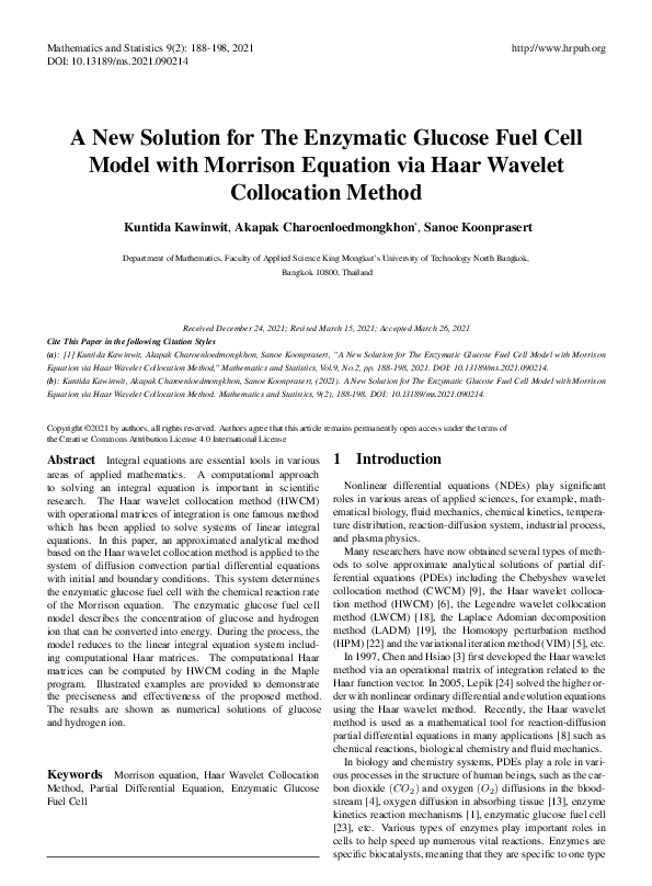 (PDF) A New Solution for The Enzymatic Glucose Fuel Cell Model with ...
