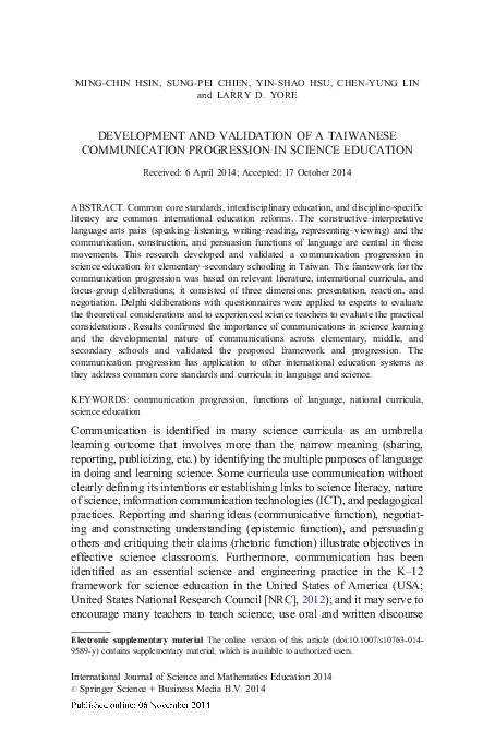 (PDF) MING-CHIN HSIN, SUNG- DEVELOPMENT AND VALIDATION OF A TAIWANESE ...