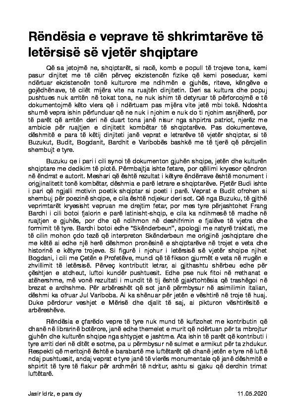 (PDF) ESE – Rëndësia e shkrimtarëve të letërsisë së vjetër shqiptare