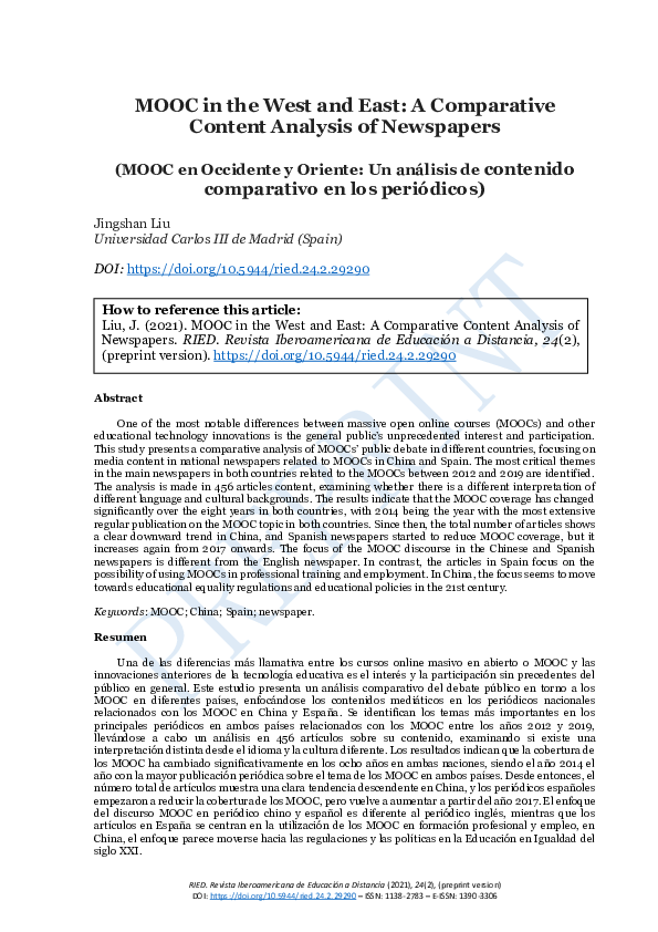 (PDF) MOOC in the West and East: A Comparative Content Analysis of ...