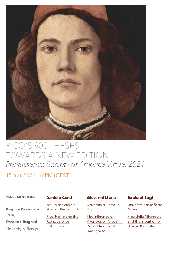 (PDF) PICO'S 900 THESES: TOWARDS A NEW EDITION