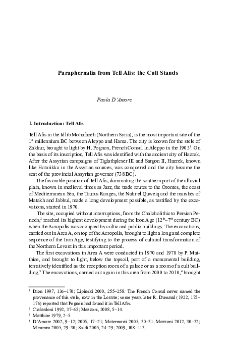 (PDF) Paraphernalia from Tell Afis: the Cult Stands