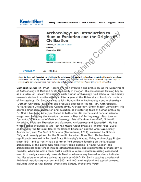 (PDF) Archaeology: An Introduction to Human Evolution and the Origins ...