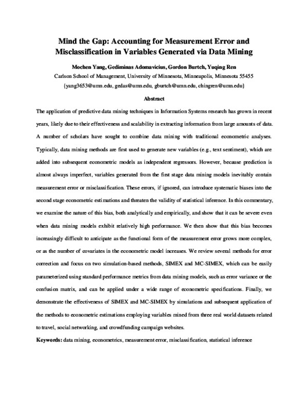 (PDF) Mind the Gap: Accounting for Measurement Error and Misclassification in Variables ...