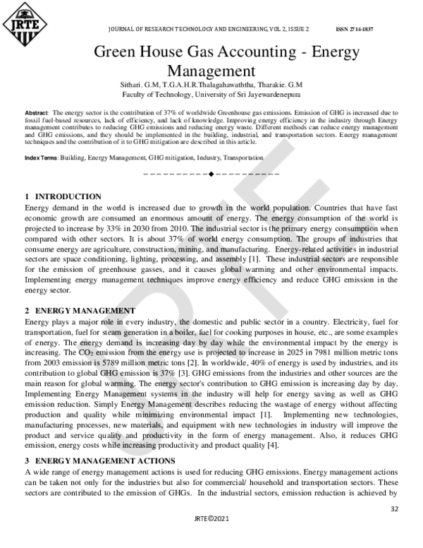 (PDF) Green House Gas Accounting -Energy Management