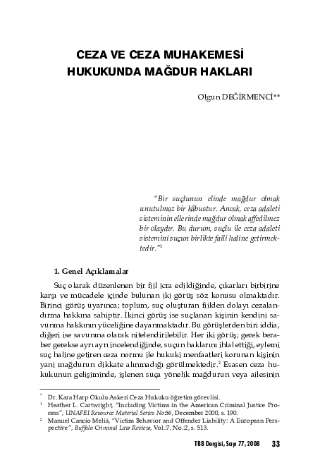 (PDF) Ceza ve Ceza Muhakemesi Hukukunda Mağdur Hakları