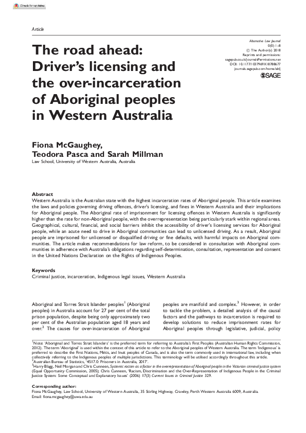(PDF) Driver's Licensing and Aboriginal Over-incarceration