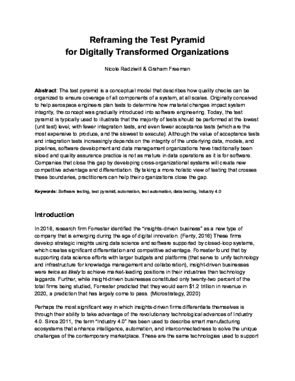(PDF) Reframing the Test Pyramid for Digitally Transformed ...