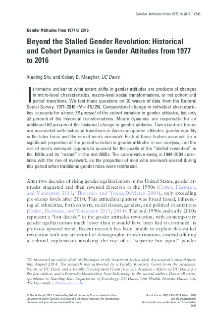 (PDF) Beyond the Stalled Gender Revolution: Historical and Cohort ...