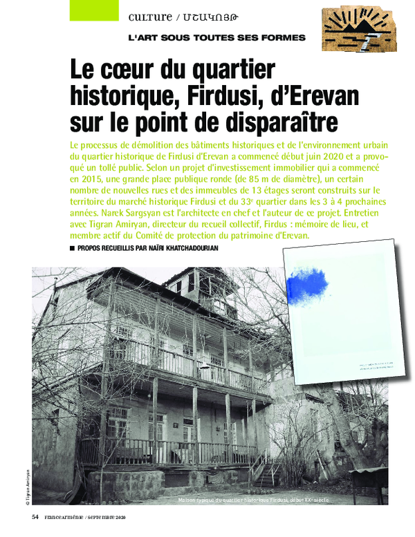 (PDF) Le coeur du quartier historique, Firdusi, d’Erevan sur le point ...
