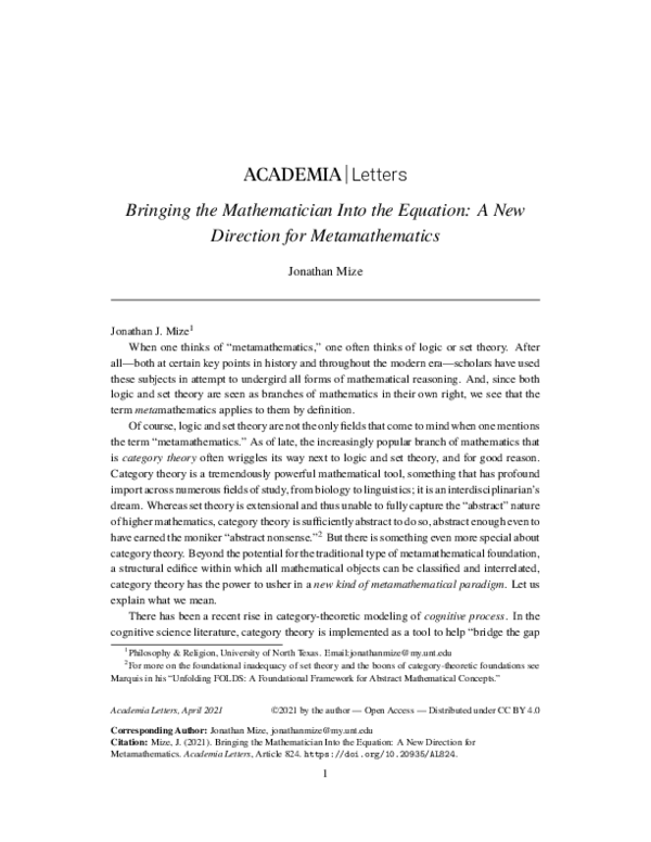 (PDF) Bringing the Mathematician Into the Equation: A New Direction for ...
