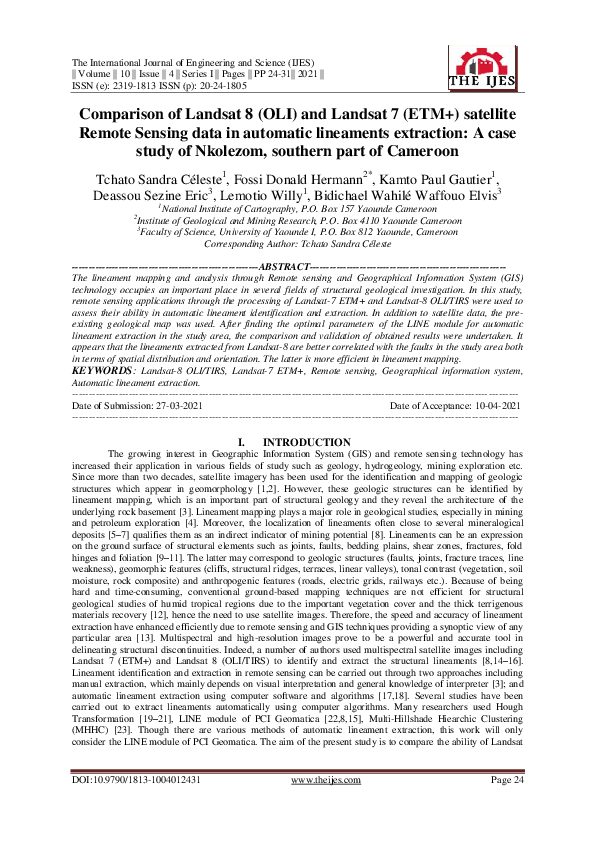 (PDF) Comparison of Landsat 8 (OLI) and Landsat 7 (ETM+) satellite Remote Sensing data in ...