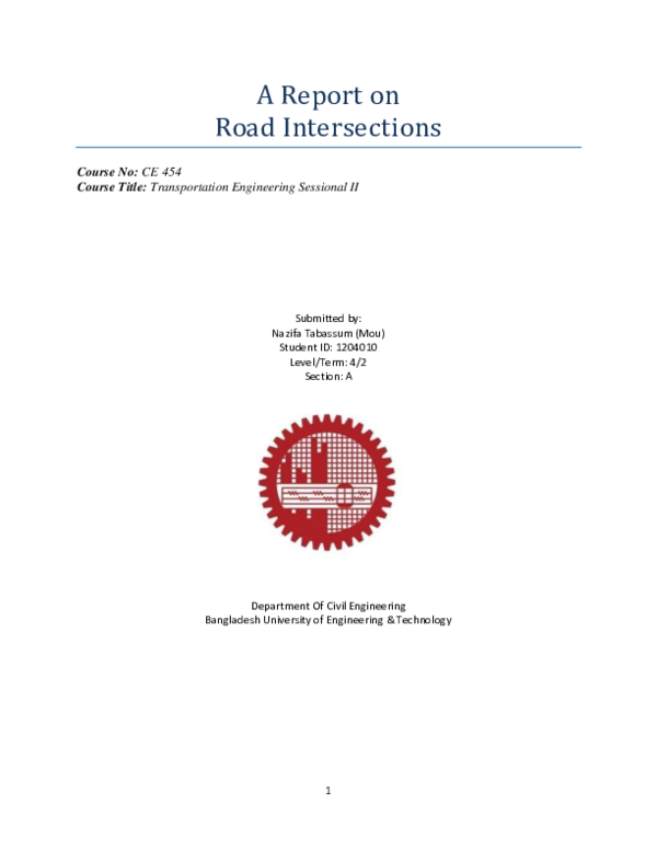 (PDF) A Report on Road Condition Survey