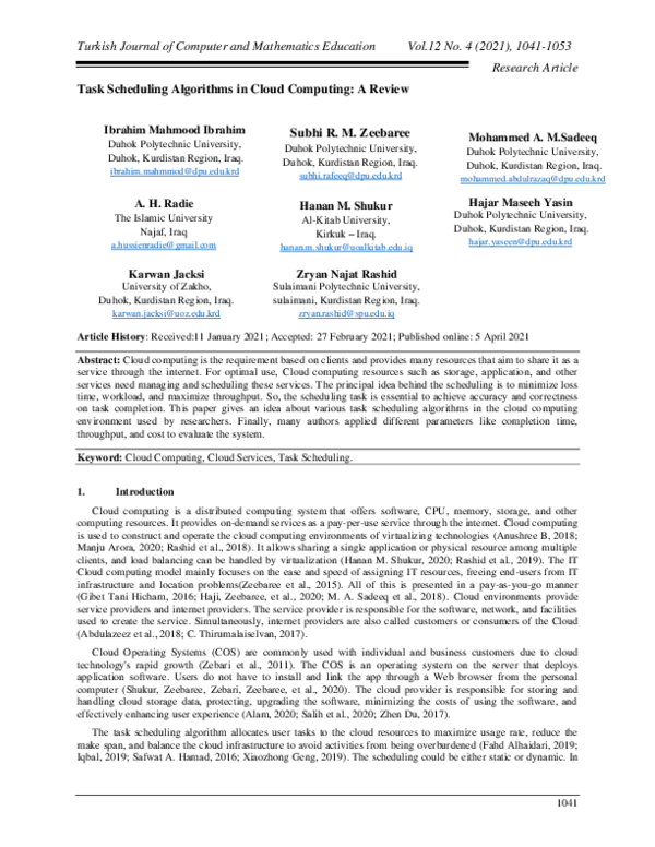 Pdf Task Scheduling Algorithms In Cloud Computing A Review 4446