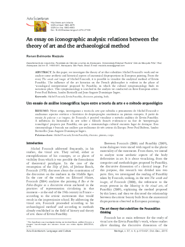 (PDF) An essay on iconographic analysis: relations between the theory ...
