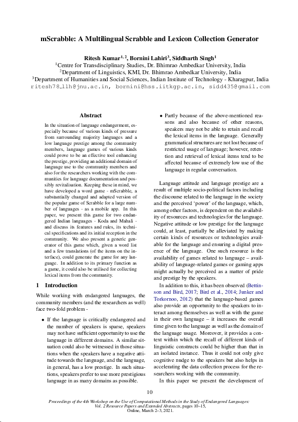 (PDF) mScrabble: A Multilingual Scrabble and Lexicon Collection Generator