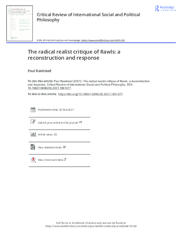 (PDF) The radical realist critique of Rawls: a reconstruction and response