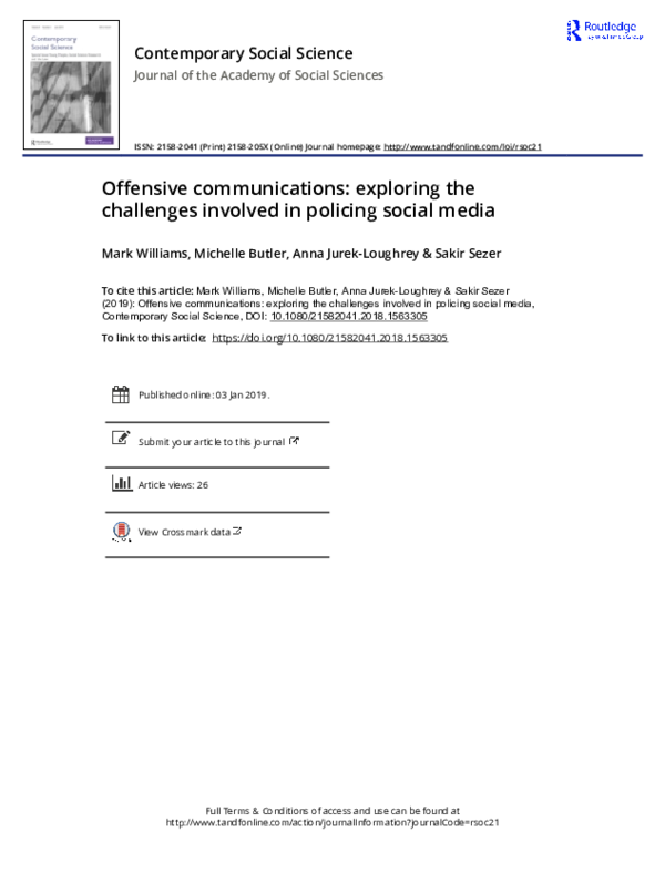 (PDF) Offensive communications: exploring the challenges involved in ...