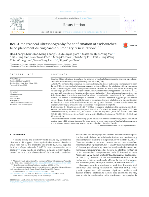(PDF) Real-time tracheal ultrasonography for confirmation of ...