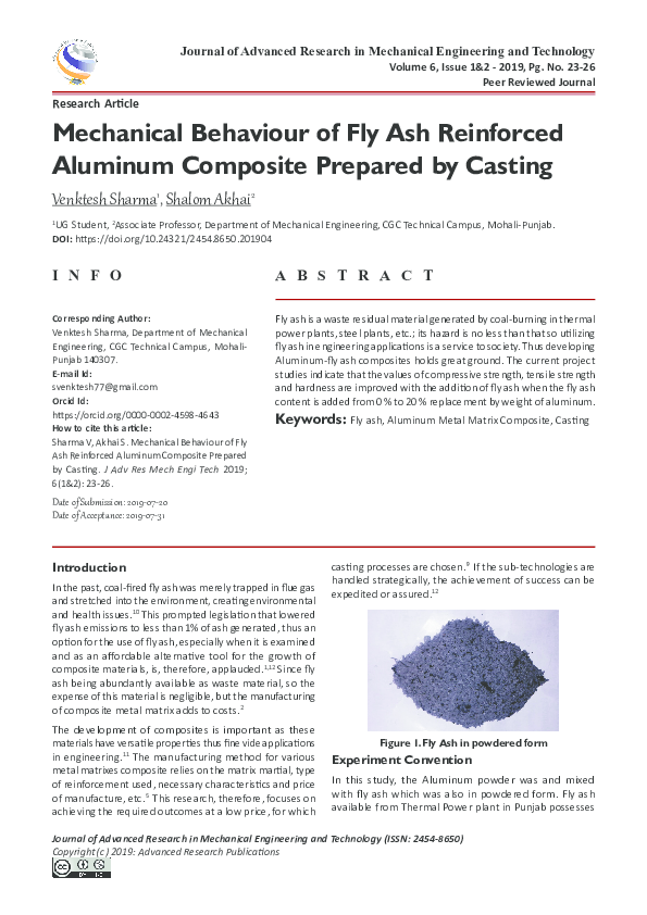 (PDF) Mechanical Behaviour of Fly Ash Reinforced Aluminum Composite ...
