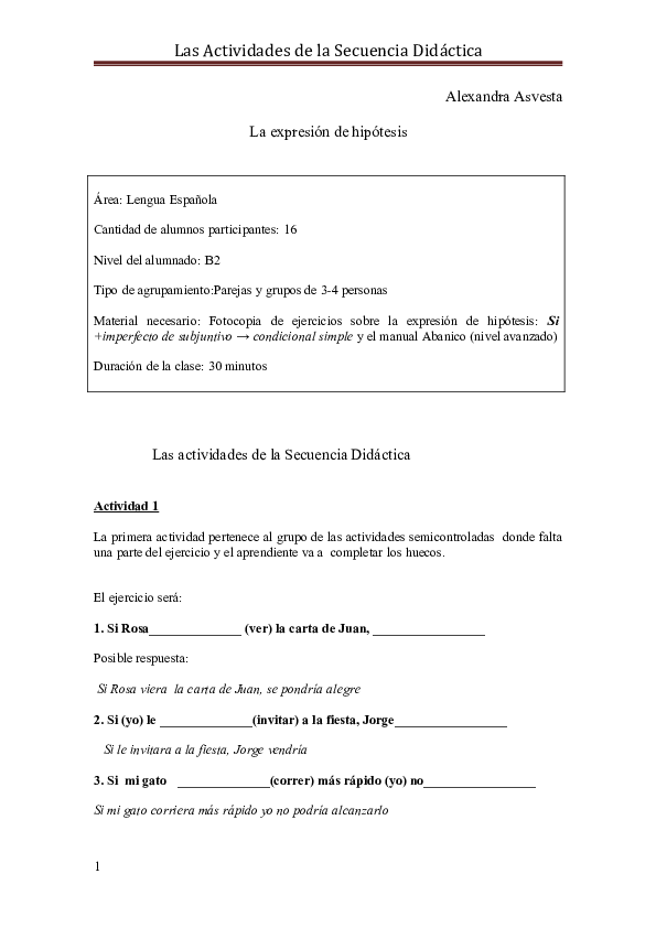 (DOC) Asvesta Alexandra Unidad didactica. La expresión de hipótesis