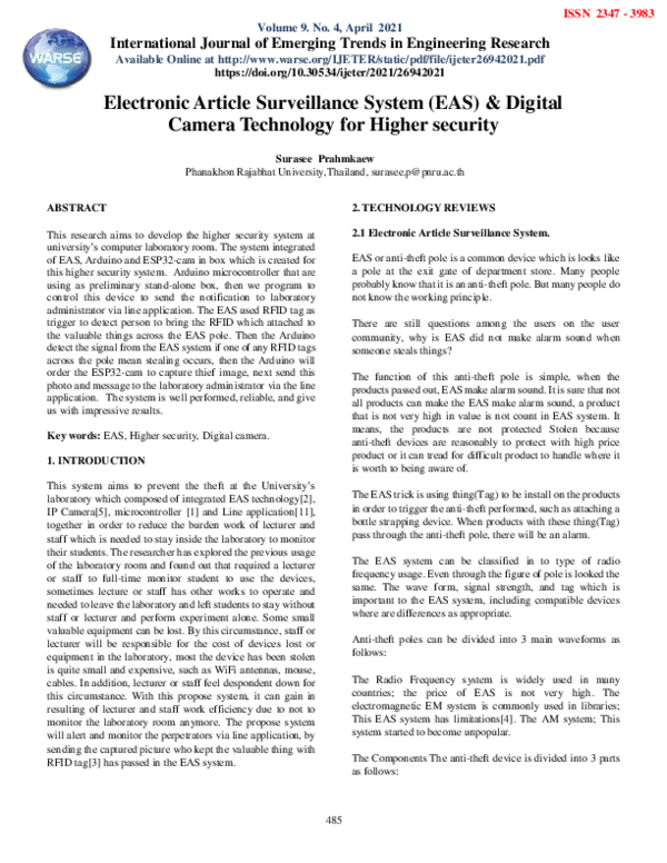 (PDF) Electronic Article Surveillance System (EAS) & Digital Camera ...