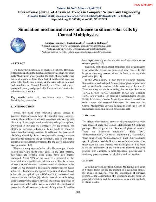 (PDF) Simulation mechanical stress influence to silicon solar cells by ...