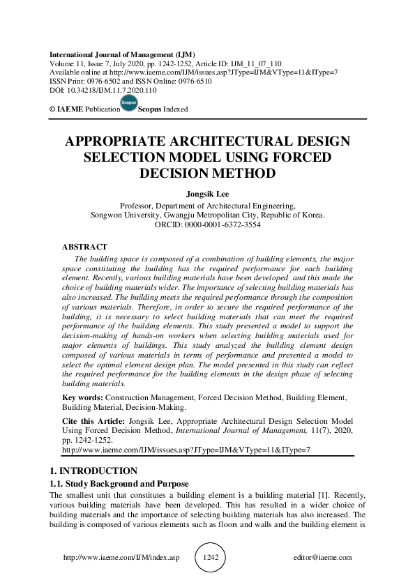 (PDF) APPROPRIATE ARCHITECTURAL DESIGN SELECTION MODEL USING FORCED ...