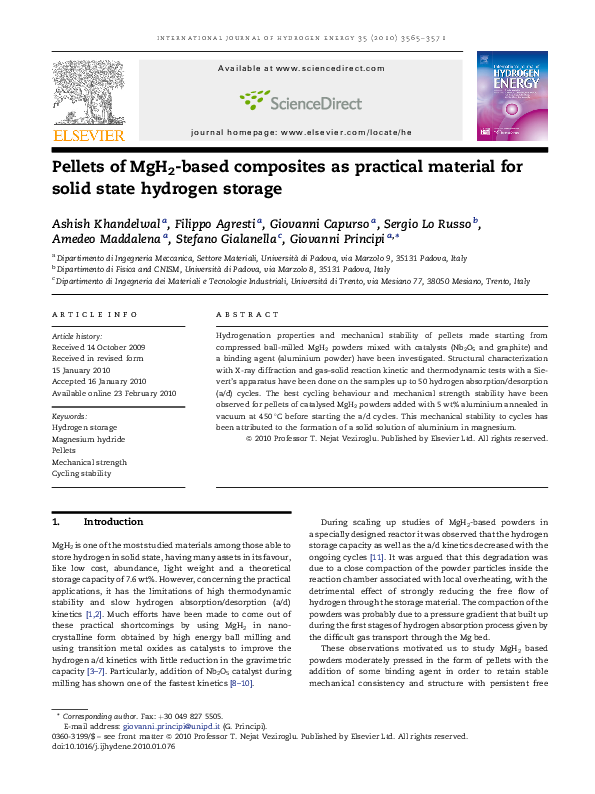 (PDF) Pellets of MgH2-based composites as practical material for solid ...