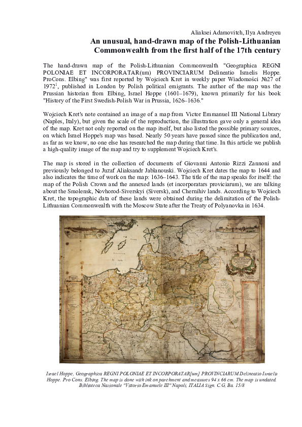 (PDF) Aliaksei Adamovitch, Ilya Andreyeu. An unusual, hand-drawn map of ...