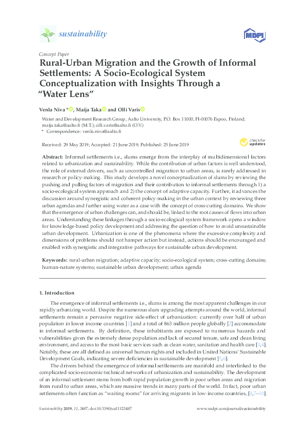 (PDF) Rural-Urban Migration and the Growth of Informal Settlements: A ...