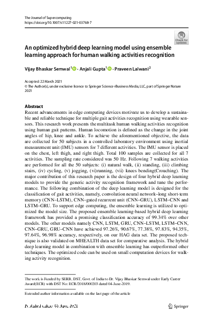 (PDF) An optimized hybrid deep learning model using ensemble learning approach for human walking ...