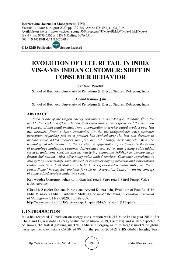 (PDF) EVOLUTION OF FUEL RETAIL IN INDIA VIS-A-VIS INDIAN CUSTOMER ...