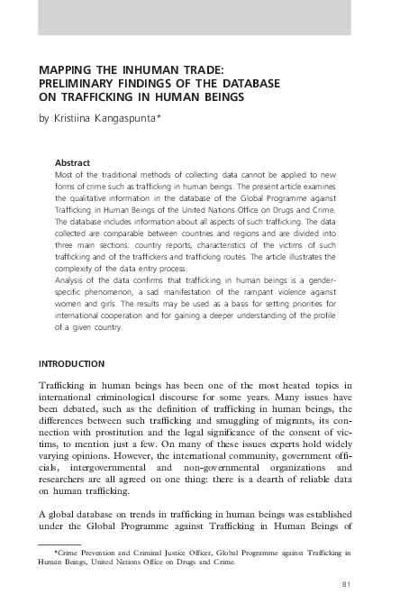(PDF) Mapping the inhuman trade: preliminary findings of the database ...