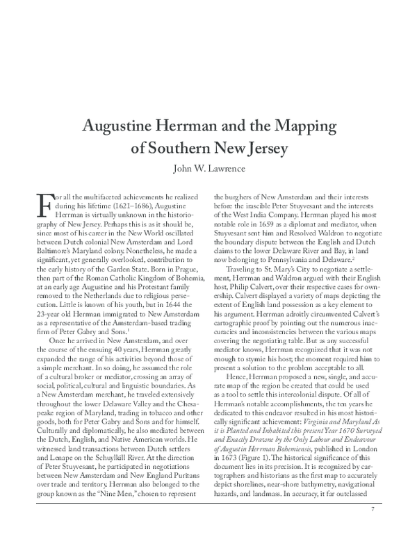 (PDF) Augustine Herrman and the Mapping of Southern New Jersey