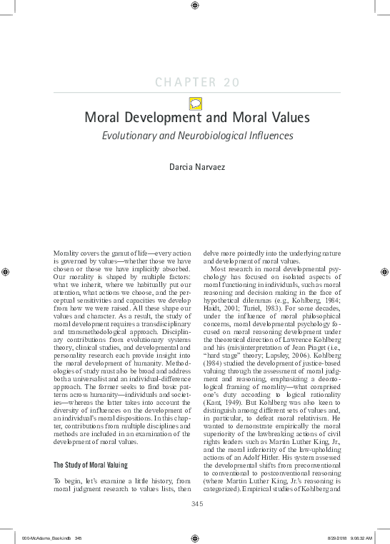 (PDF) Moral development and moral values: Evolutionary and ...