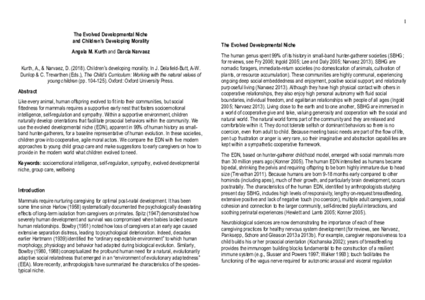 (PDF) The Evolved Developmental Niche and Children's Developing Morality