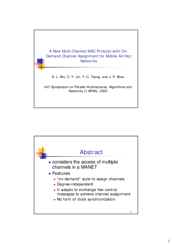 (PDF) A new multi-channel MAC protocol with on-demand channel assignment for multi-hop mobile ad ...