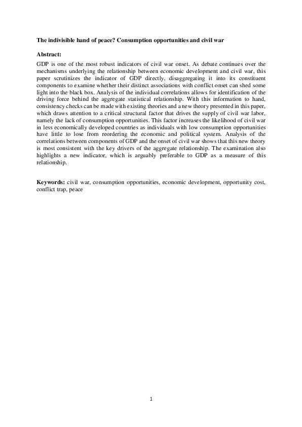 (PDF) The Indivisible Hand of Peace? Consumption opportunities and ...
