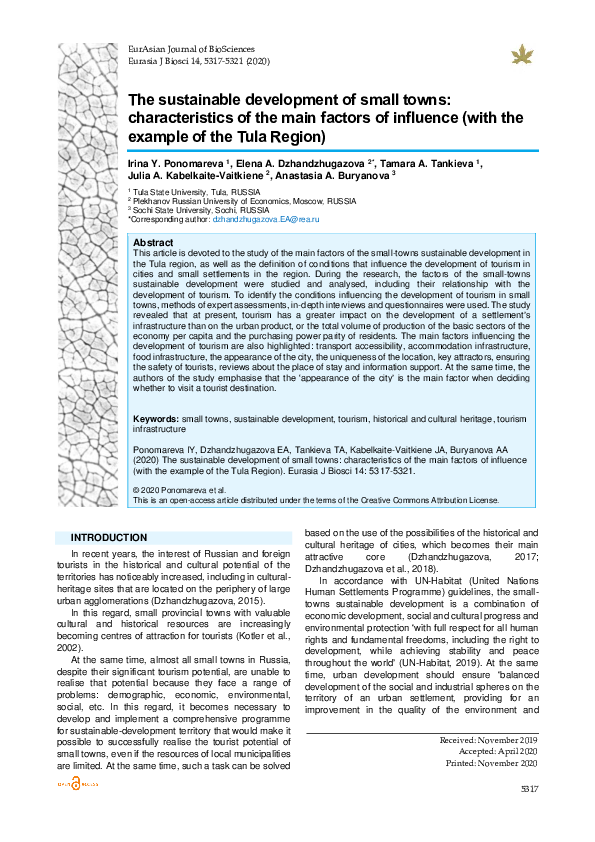 (PDF) The sustainable development of small towns: characteristics of ...