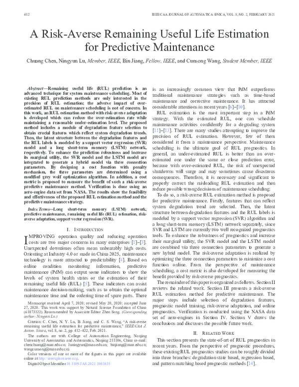 Pdf A Risk Averse Remaining Useful Life Estimation For Predictive