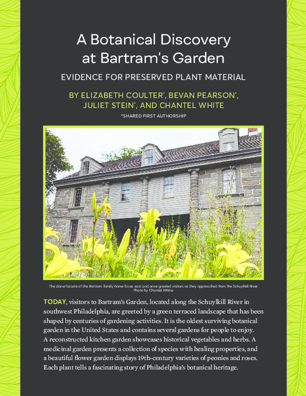(PDF) A Botanical Discovery at Bartram's Garden: Evidence for Preserved ...