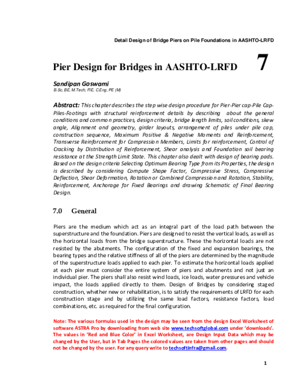 (PDF) Detail Design of Bridge Piers on Pile Foundations in AASHTO-LRFD